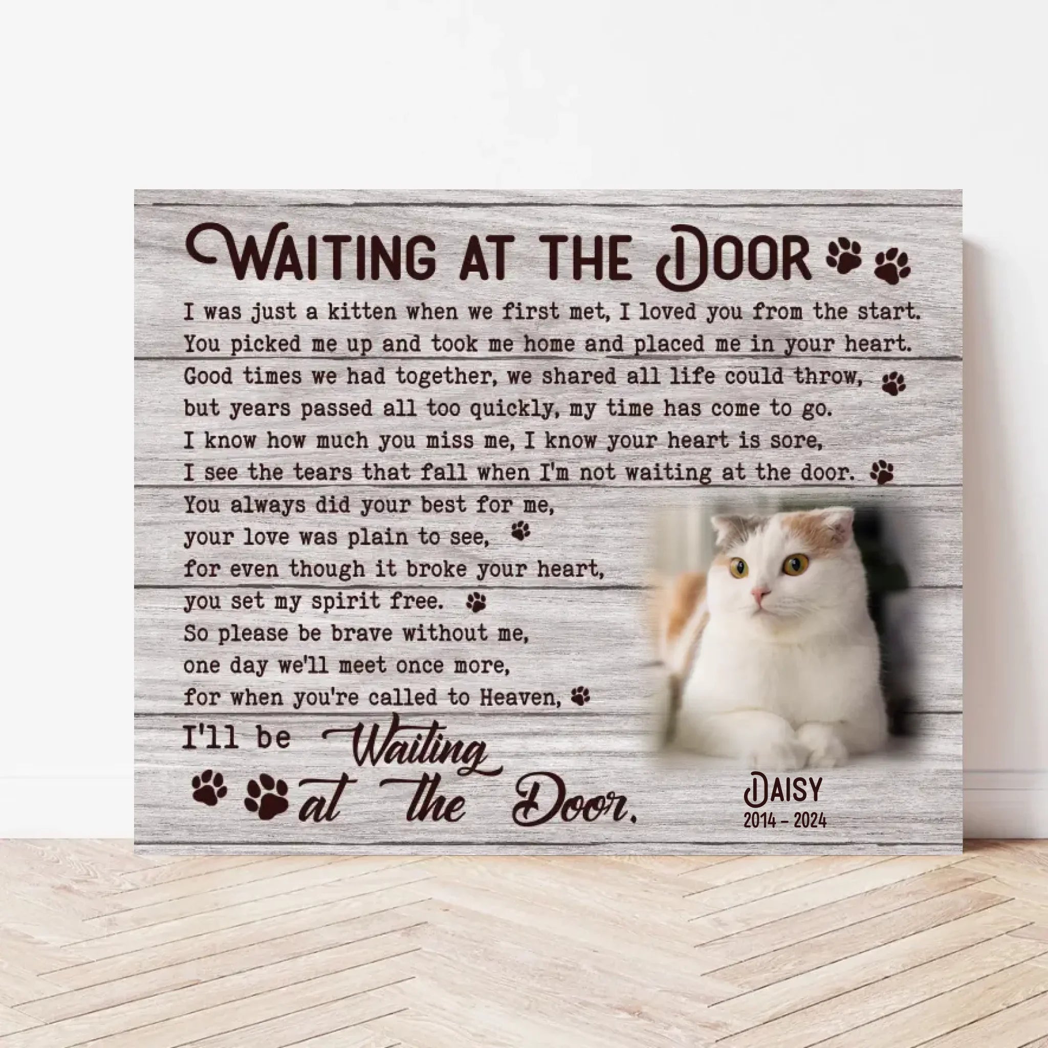 Waiting At The Door Cat Poem | Cat Memorial Gifts
