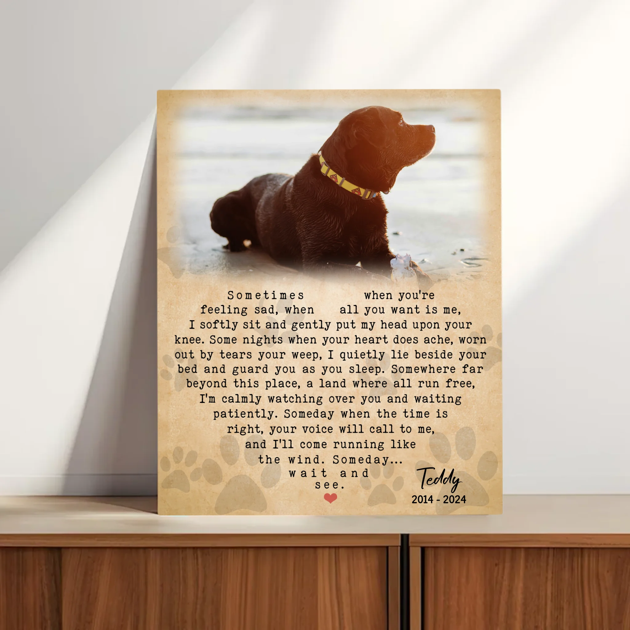 Someday Dog Poem | Custom Dog Memorial Canvas Print | Paw Print
